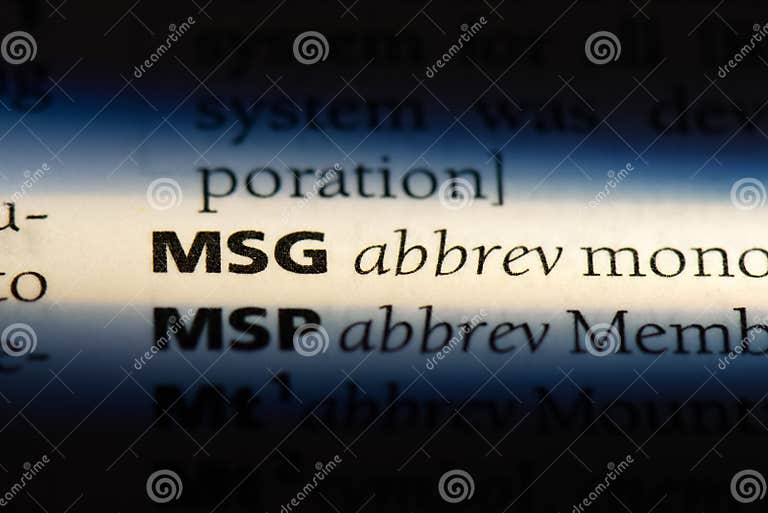 Msg stock image. Image of definition, dictionary, text - 126543439