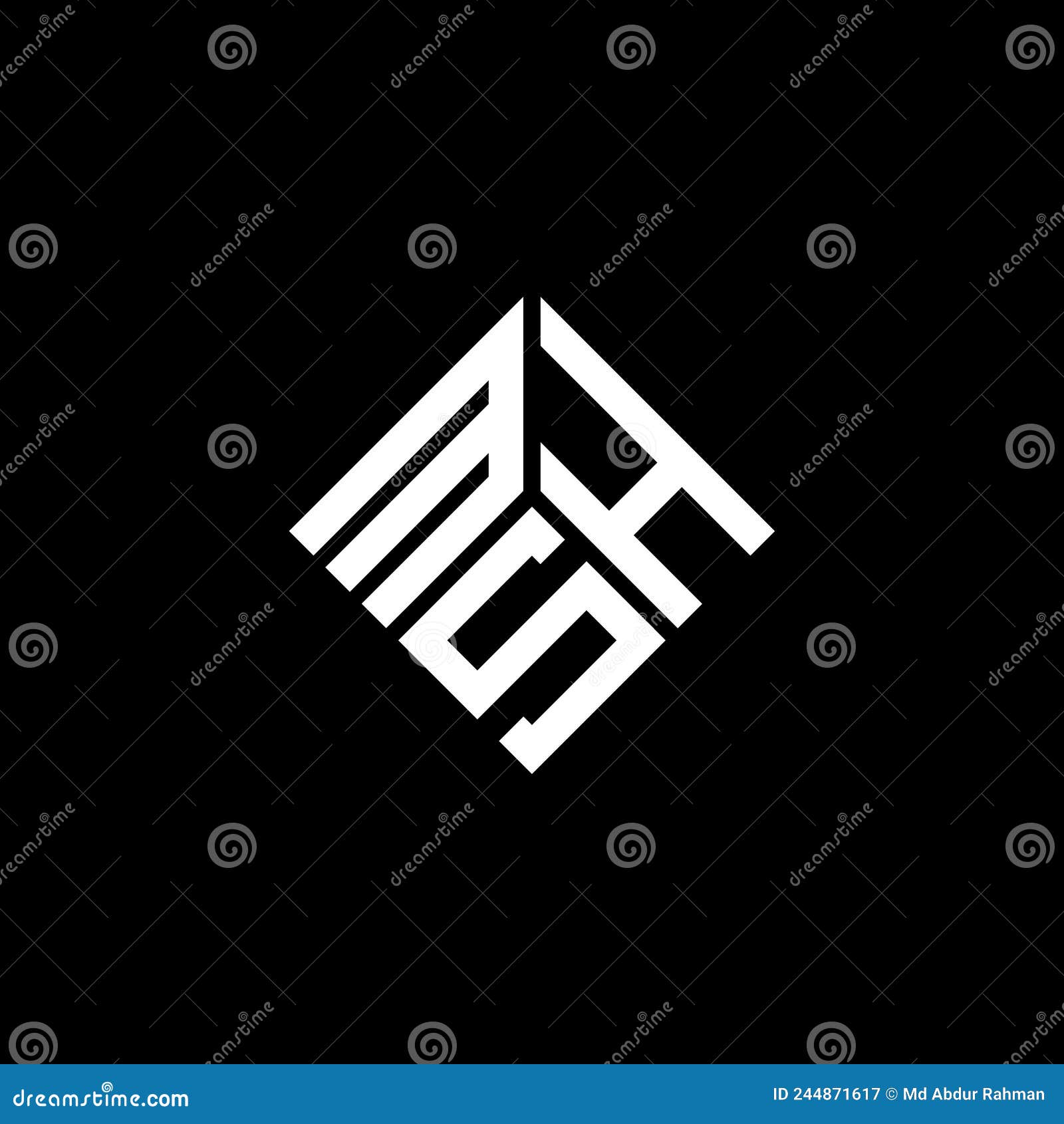 MSH Letter Logo Design On Black Background. MSH Creative Initials ...