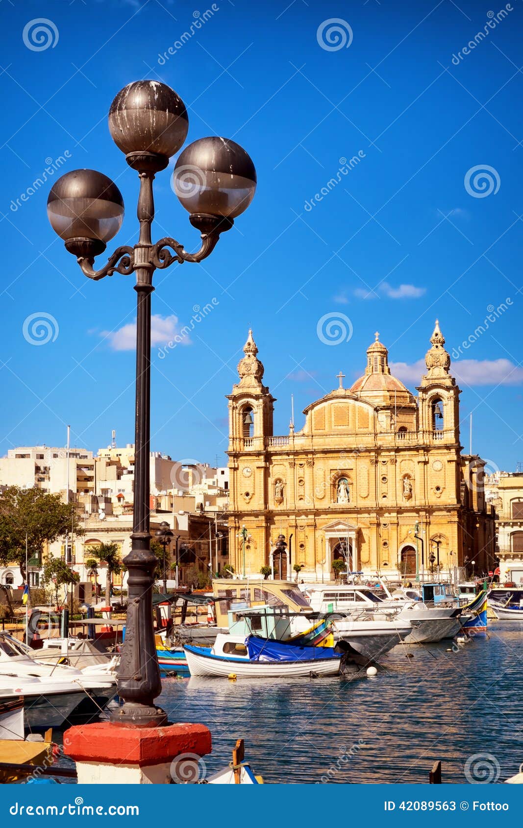 Msida Parish Church stock image. Image of ancient, lake - 42089563