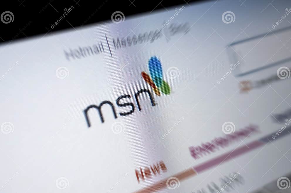 MSN Main Page Internet Screen Editorial Photo - Image of access, design ...