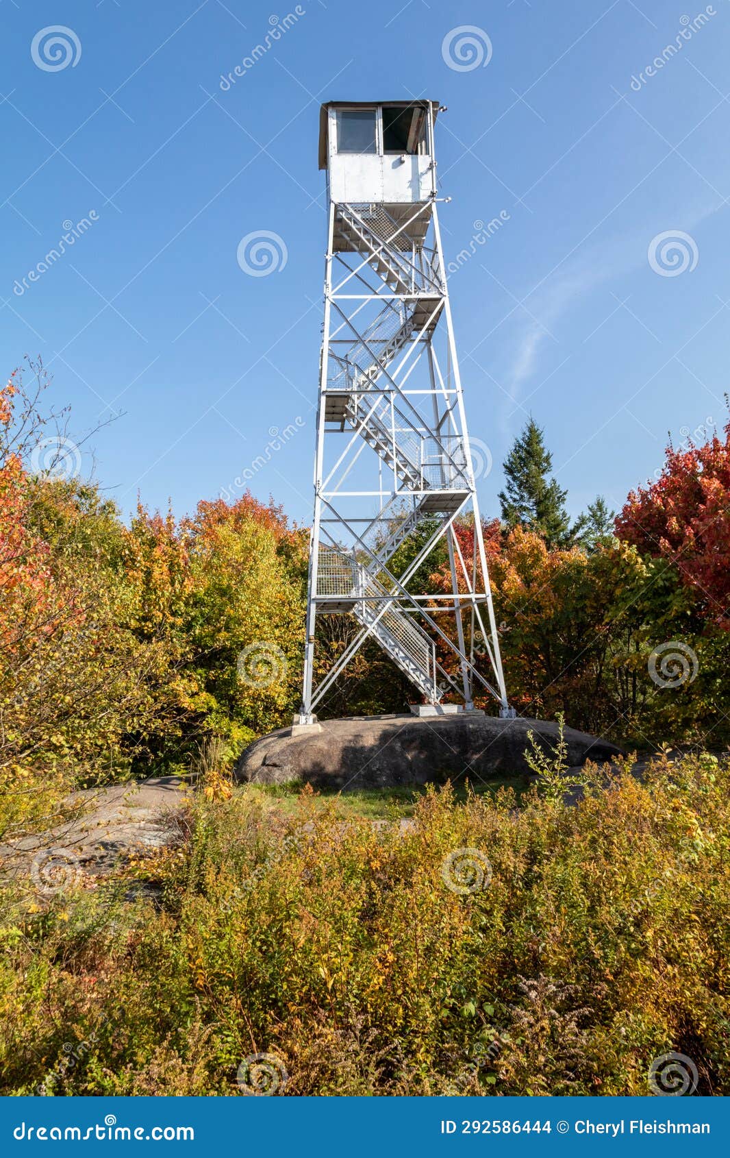 Mt Arab Fire Tower in Adirondacks Surrounded by Fall Foliage Stock ...