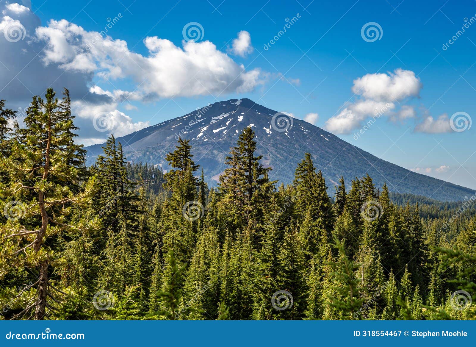 Mt Bachelor Peaking through the Forest from Broken Top Trail, Three Sisters Wilderness, Oregon ...