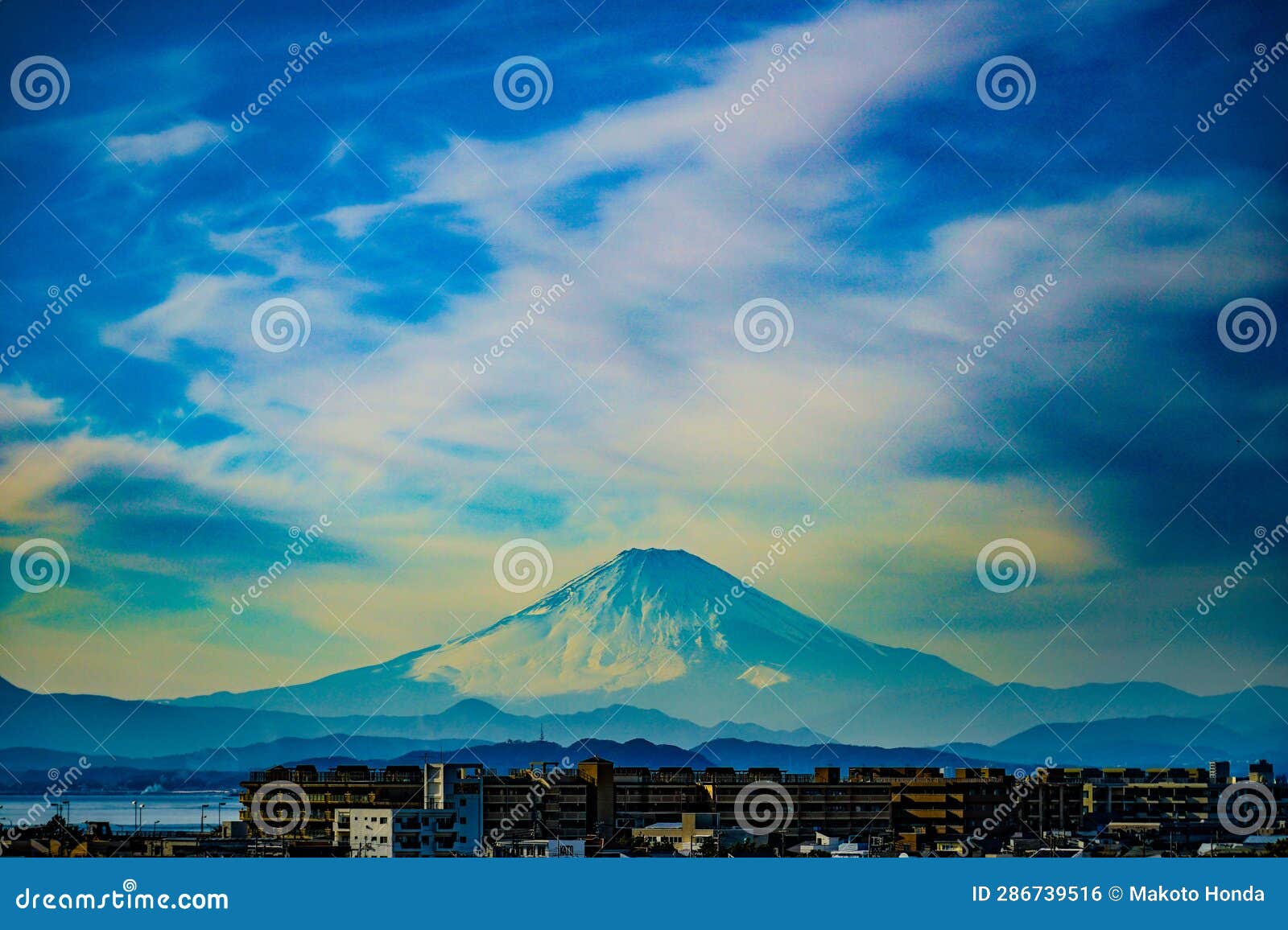 Mt. Fuji and the City of Fujisawa Stock Photo - Image of heritage ...