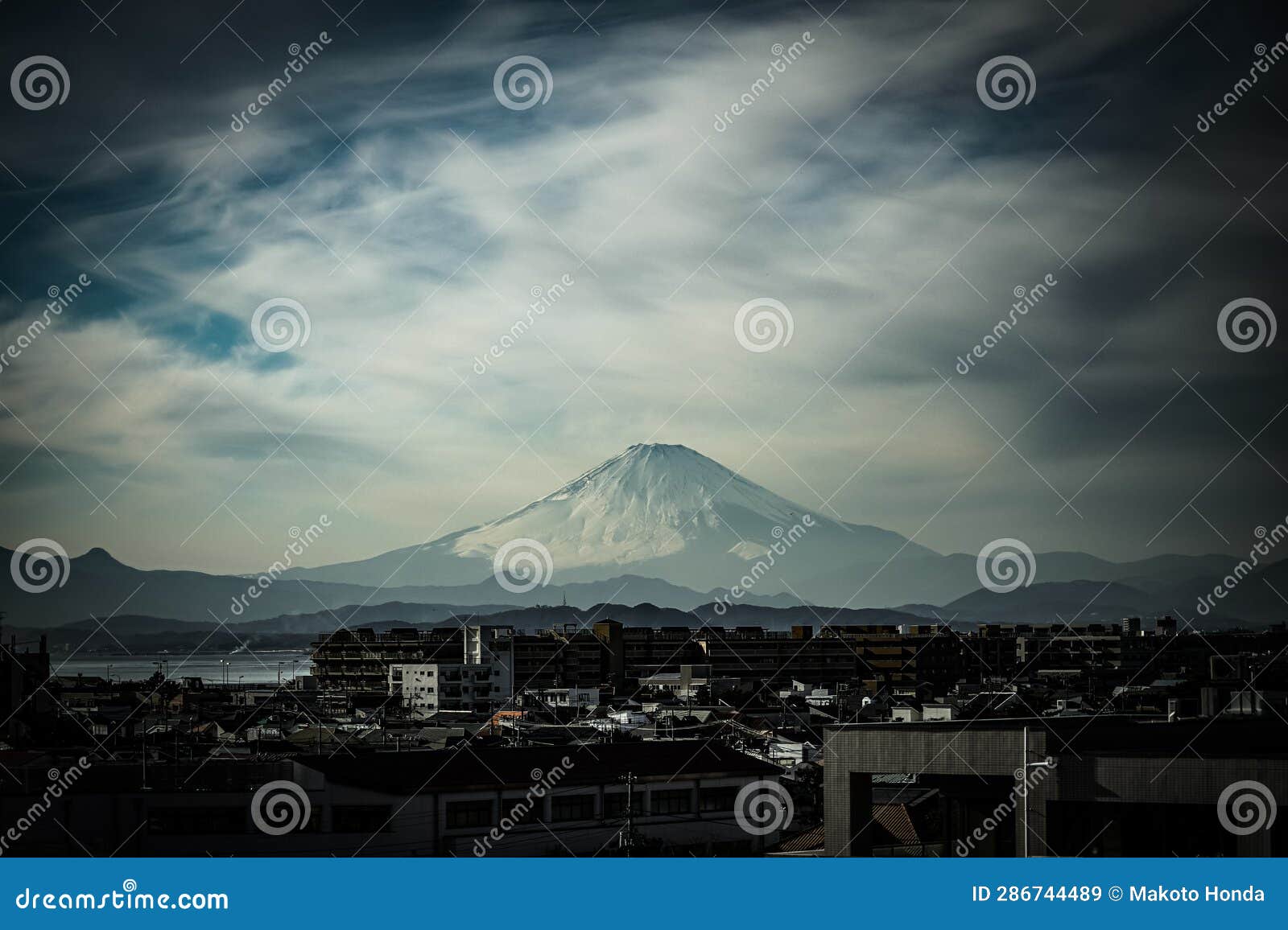 Mt. Fuji and the City of Fujisawa Stock Image - Image of snow, shonan ...