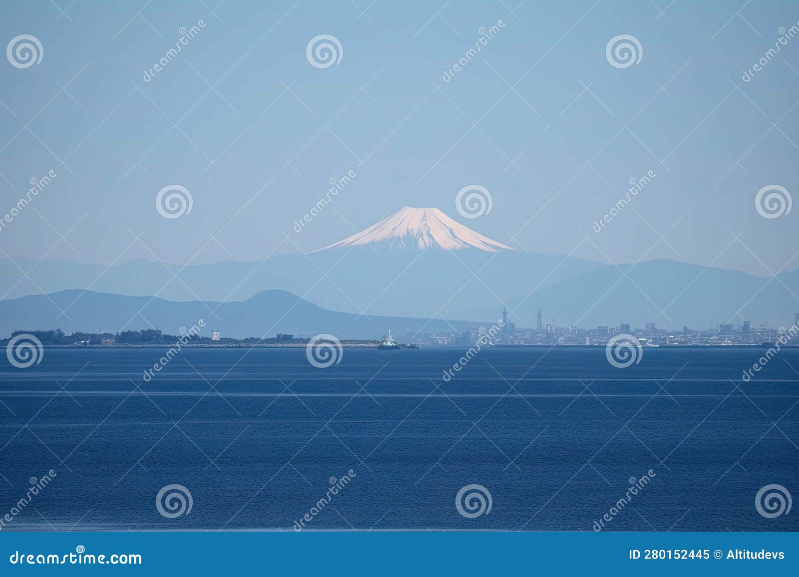 Mt. Fuji in the Distance, with Its Iconic Shape Visible from Afar Stock ...