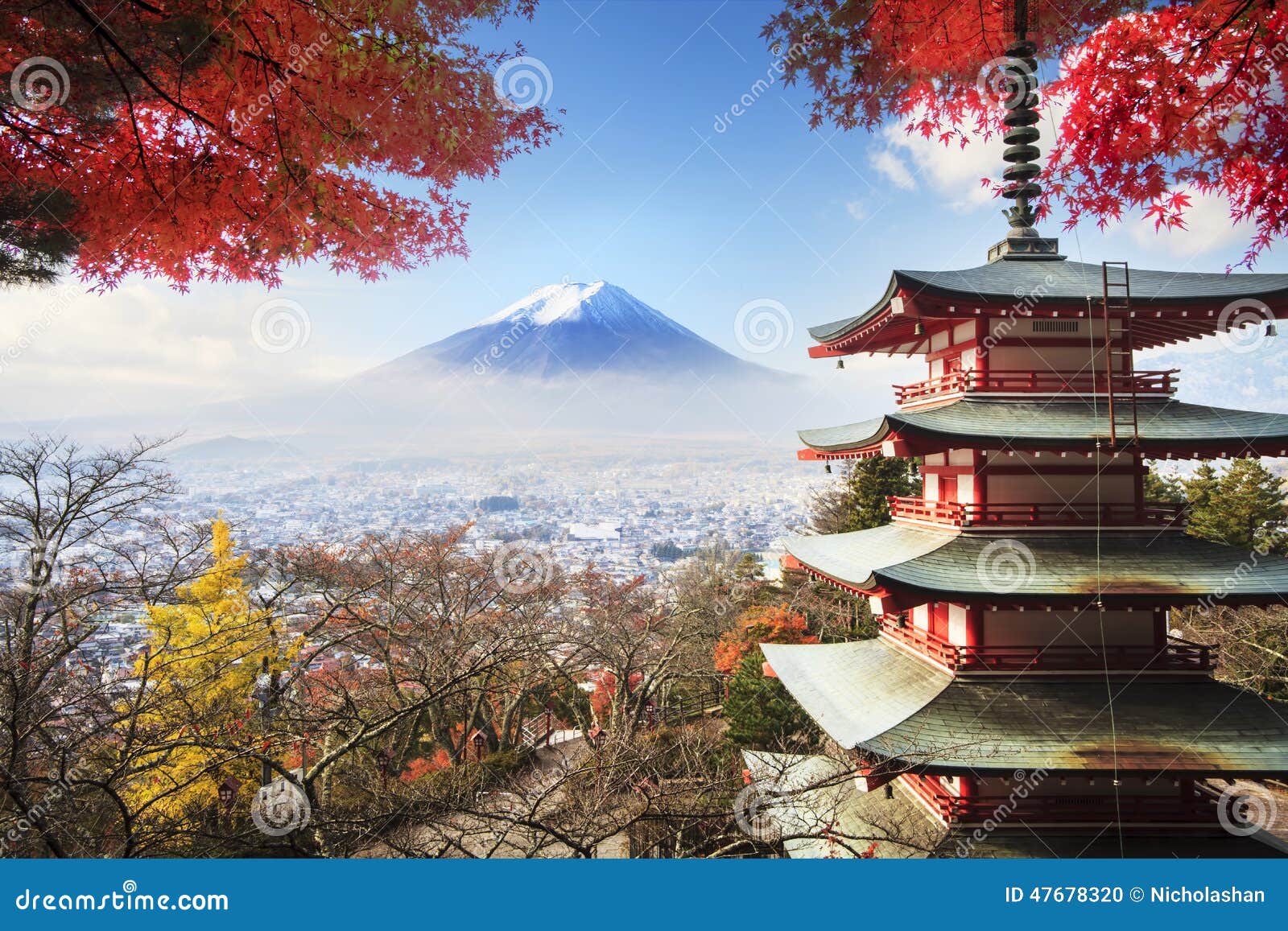 Mt. Fuji with Fall Colors in Japan. Stock Photo - Image of arakura ...