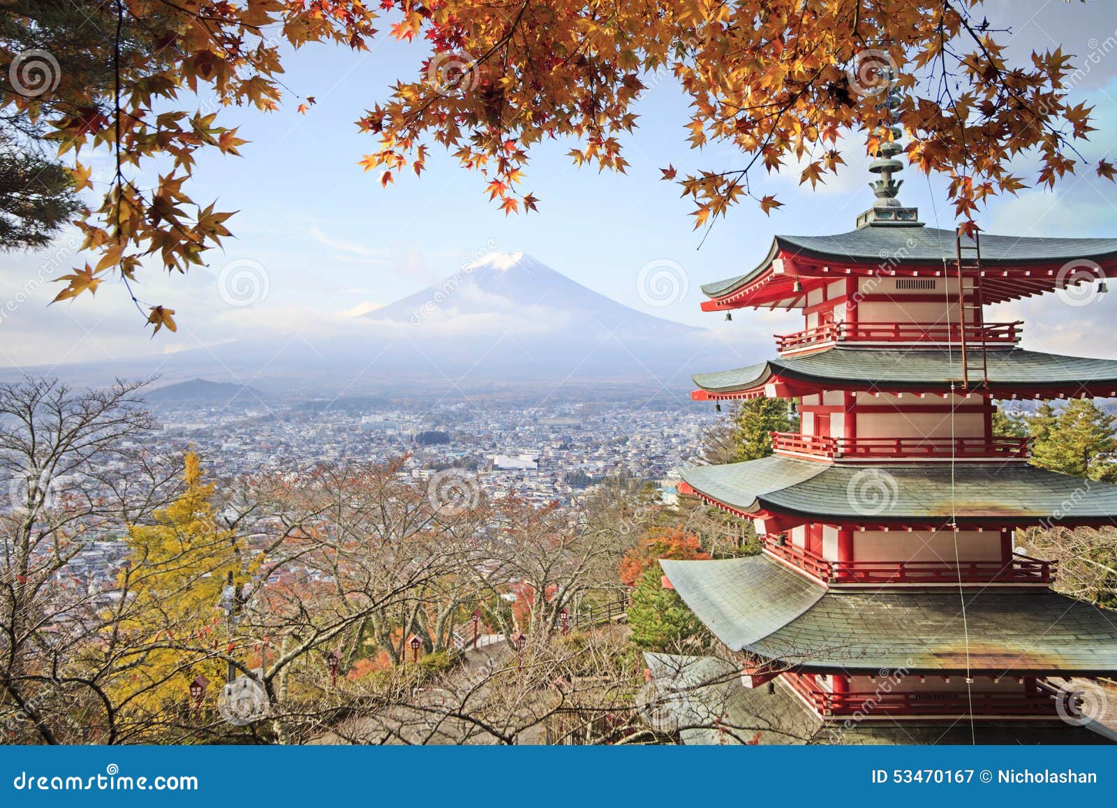 Mt. Fuji with Fall Colors in Japan Stock Image - Image of chureito ...