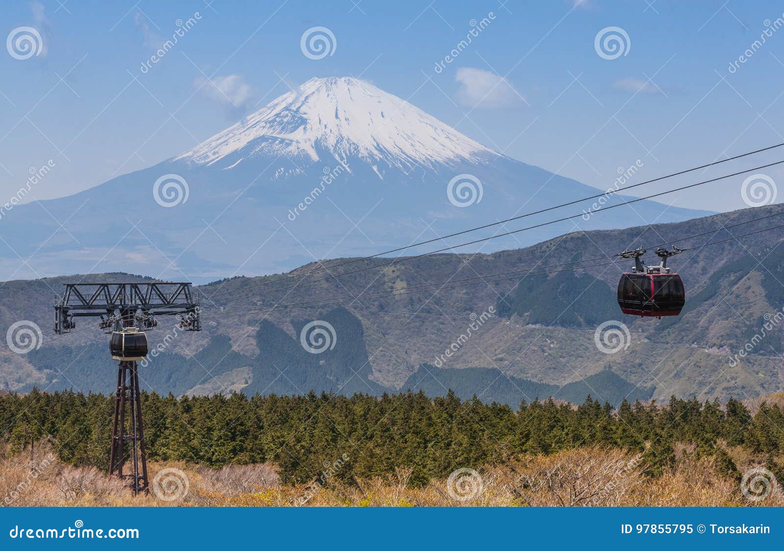 Mt.Fuji and ropeway stock image. Image of scenery, mount - 97855795