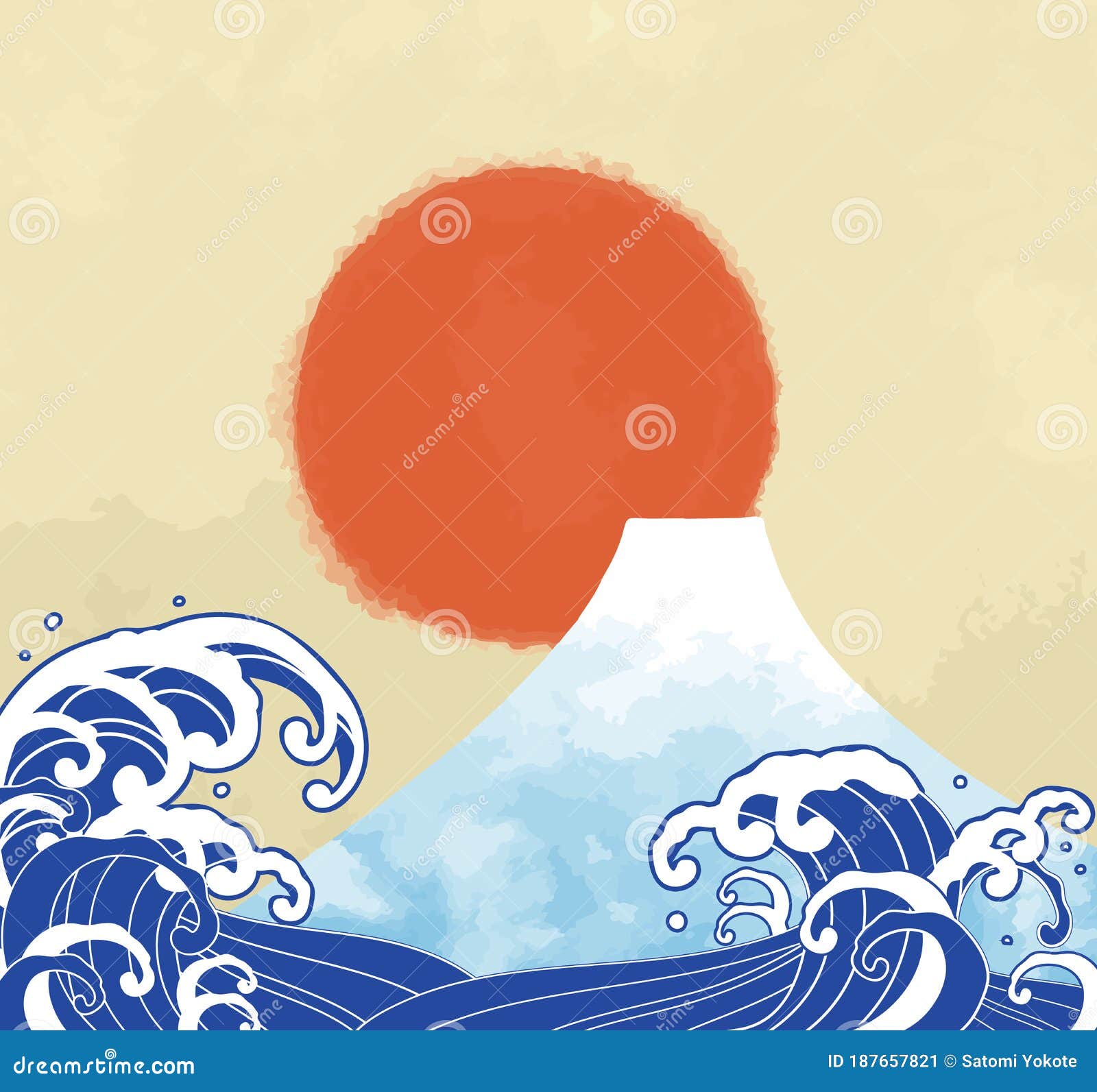 Mt. Fuji and the Wave Illustration Stock Vector - Illustration of ...