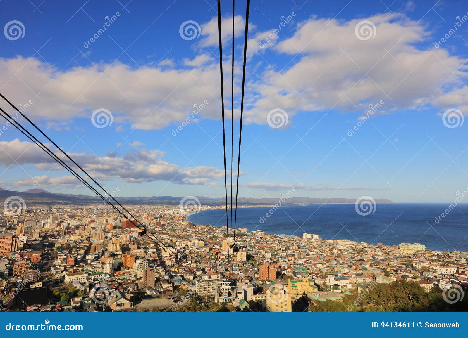 Mt. Hakodate Ropeway with Cityscape View Stock Image - Image of city ...