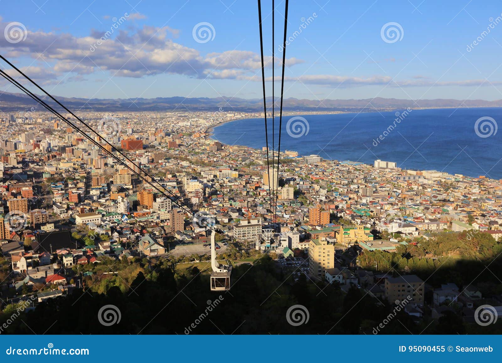 Mt. Hakodate Ropeway with Cityscape View Stock Image - Image of street ...