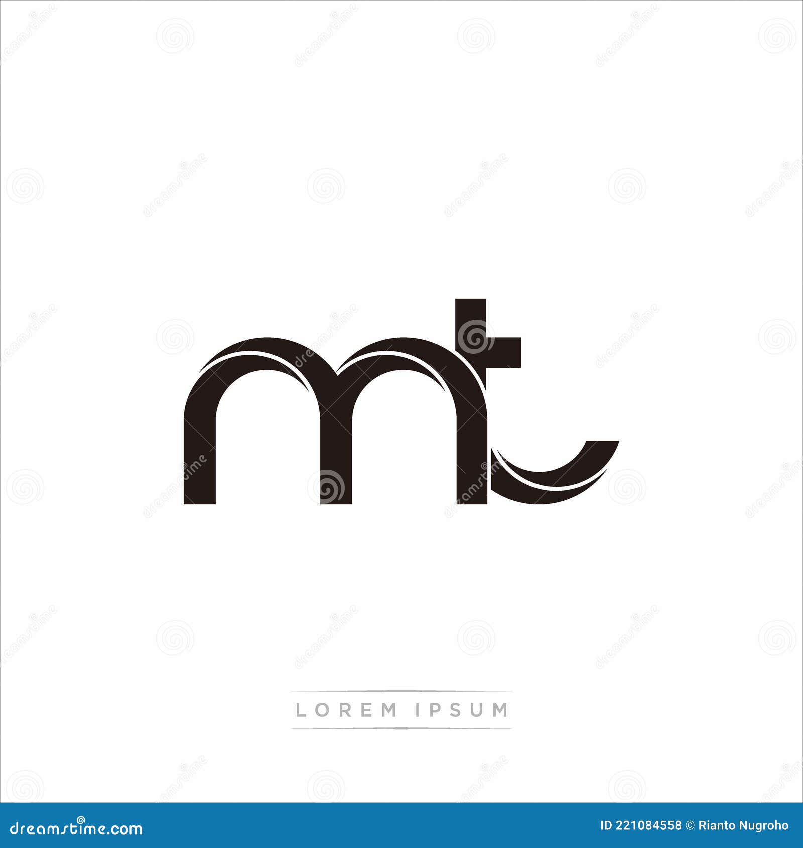 Mt Initial Letter Split Lowercase Modern Monogram Linked Outline ...