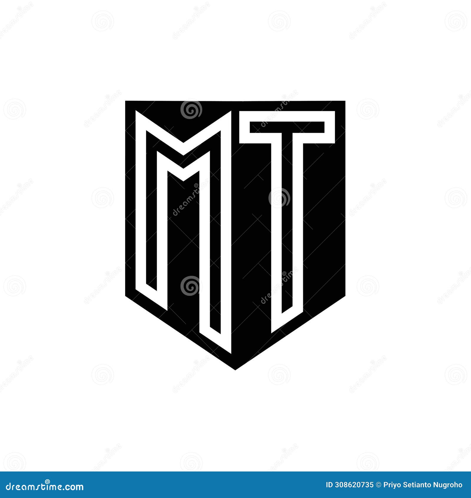 MT Logo Monogram Shield Geometric White Line Inside Black Shield Color ...