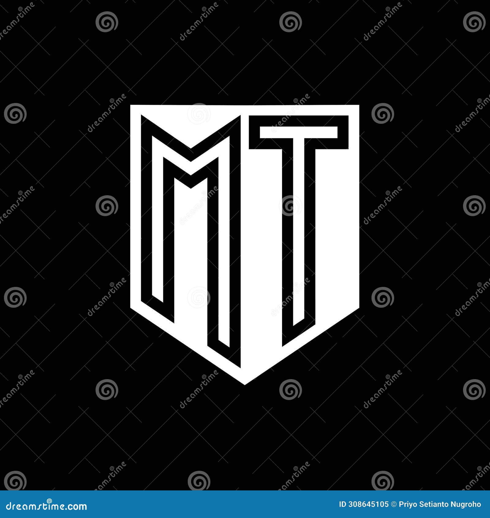 MT Logo Monogram Shield Geometric Black Line Inside White Shield Color ...