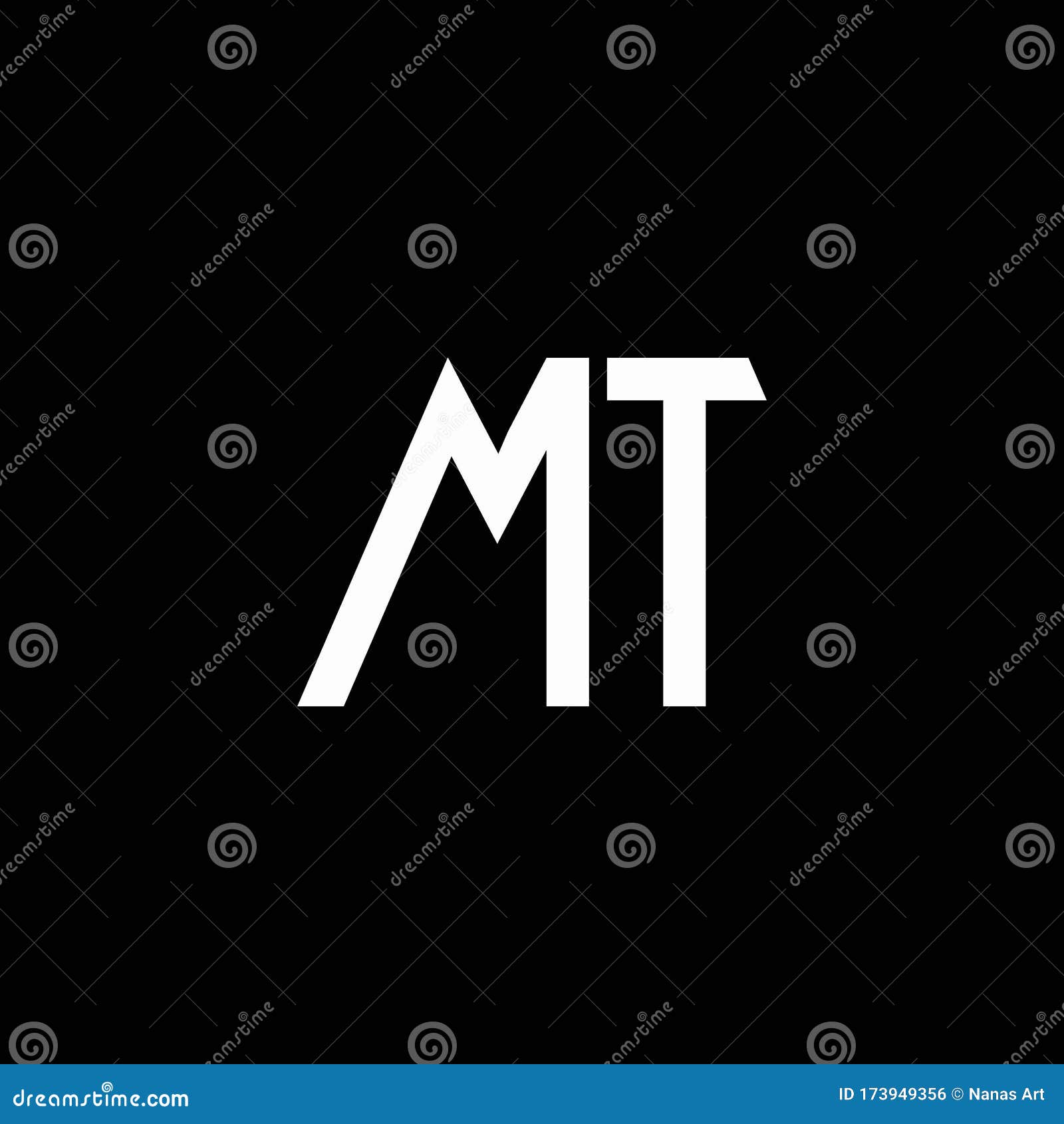MT Logo Abstract Monogram Isolated on Black Background Stock ...