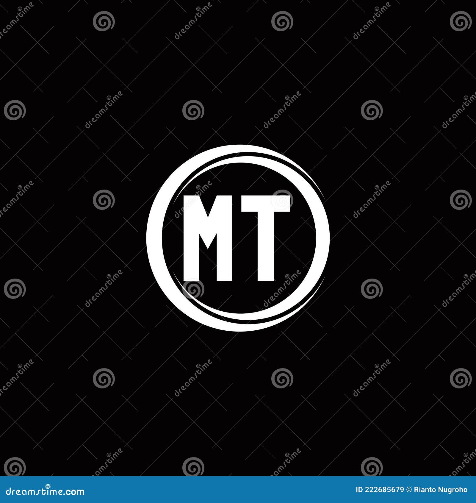 MT Logo Initial Letter Monogram with Circle Slice Rounded Design ...