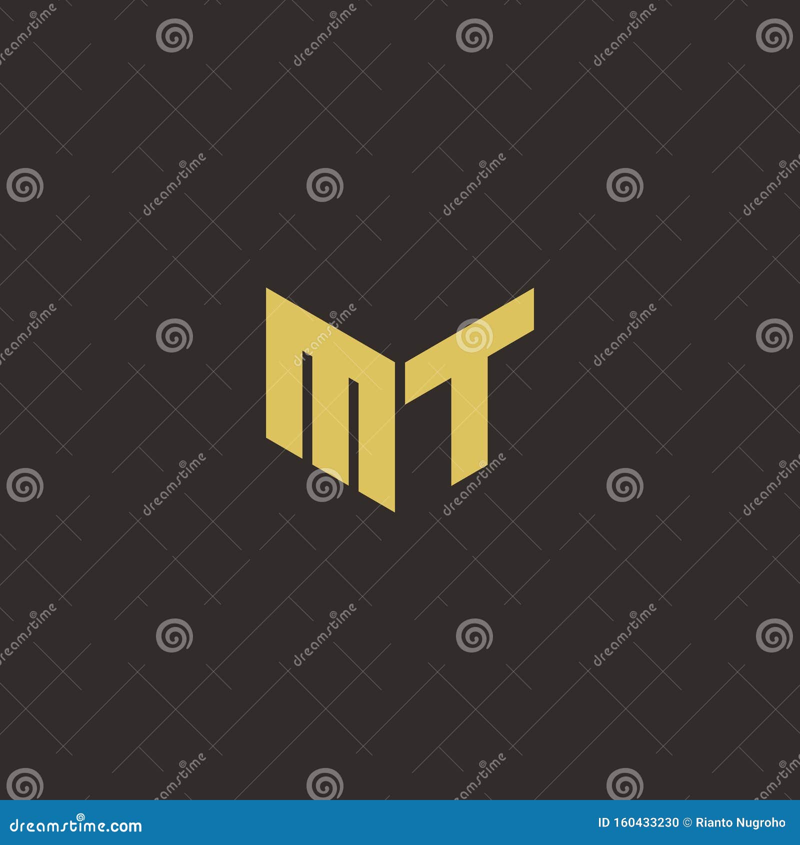 MT Logo Letter Initial Logo Designs Template with Gold and Black ...