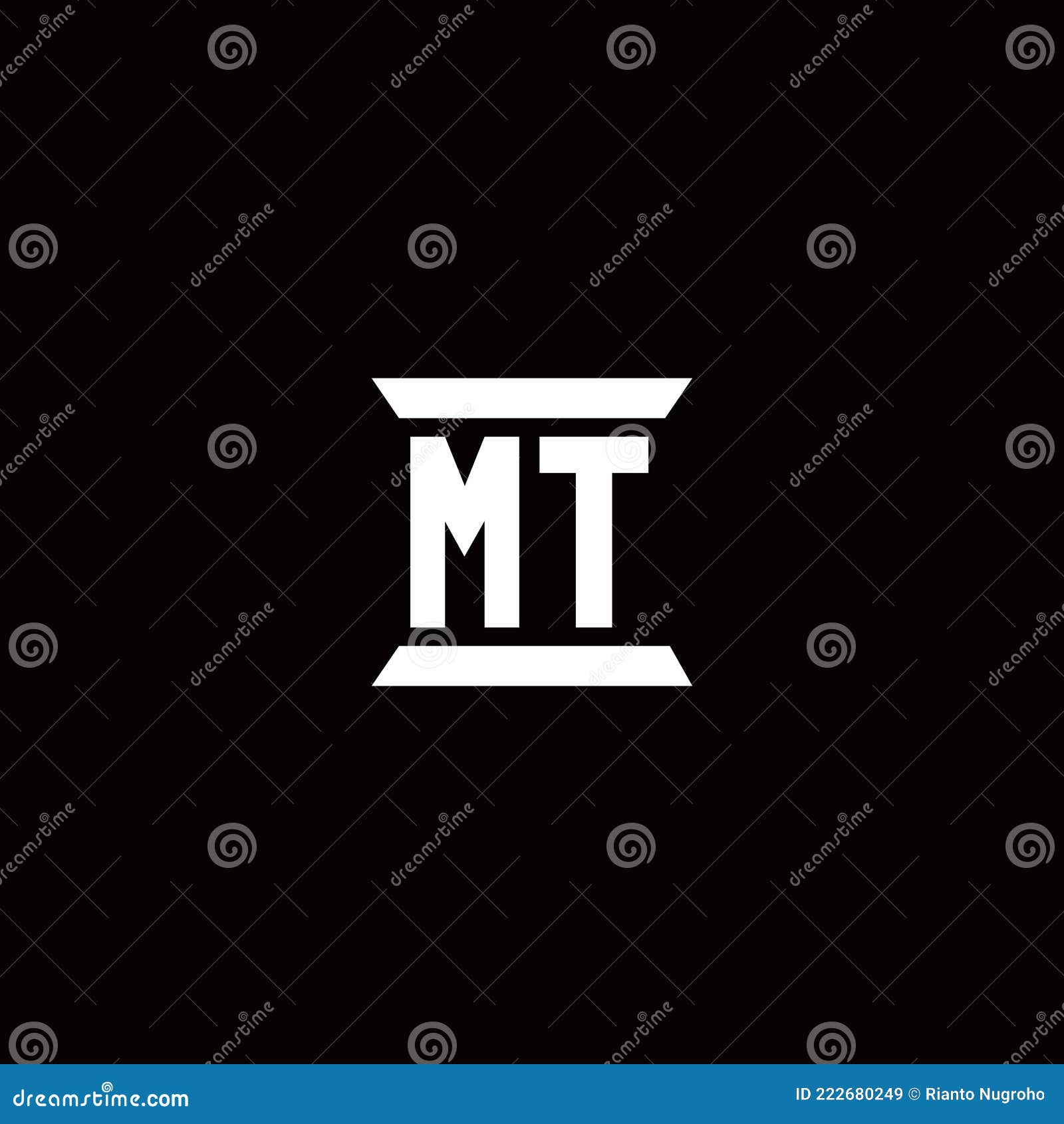 MT Logo Monogram with Pillar Shape Designs Template Stock Vector ...