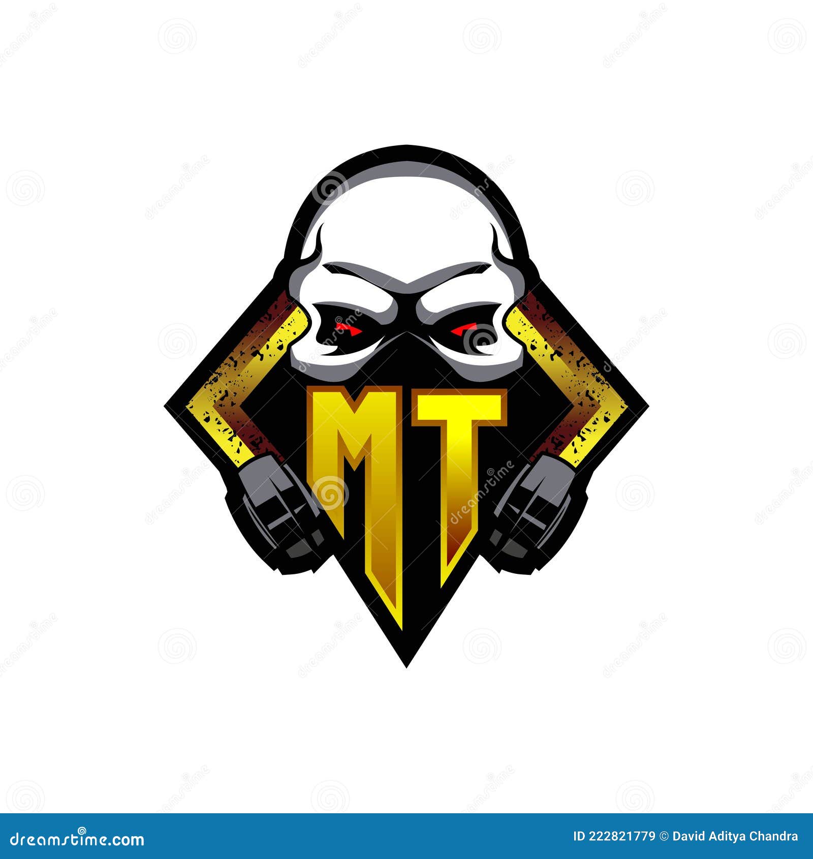 MT Logo Monogram with Skull Shape Designs Template Stock Vector ...