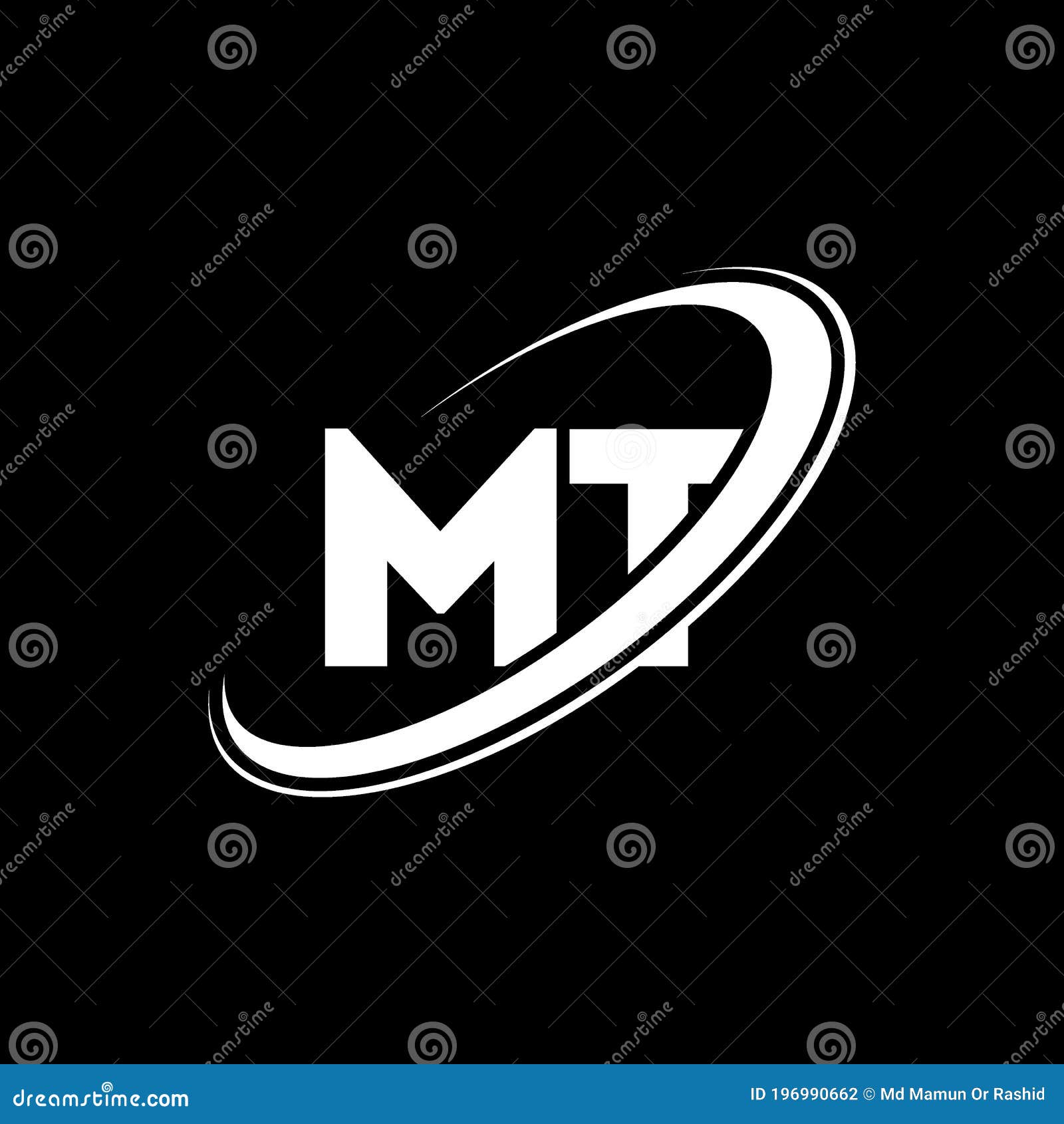 MT M T Letter Logo Design. Initial Letter MT Linked Circle Uppercase ...