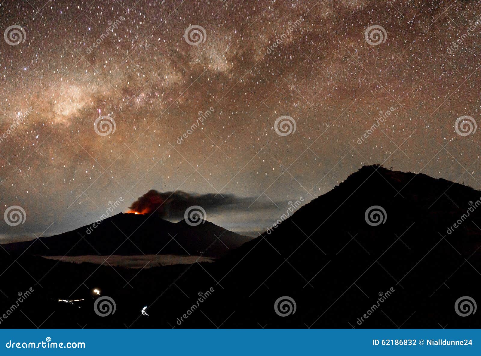 Mt Raung with the Milky Way Above it Stock Photo - Image of airport ...