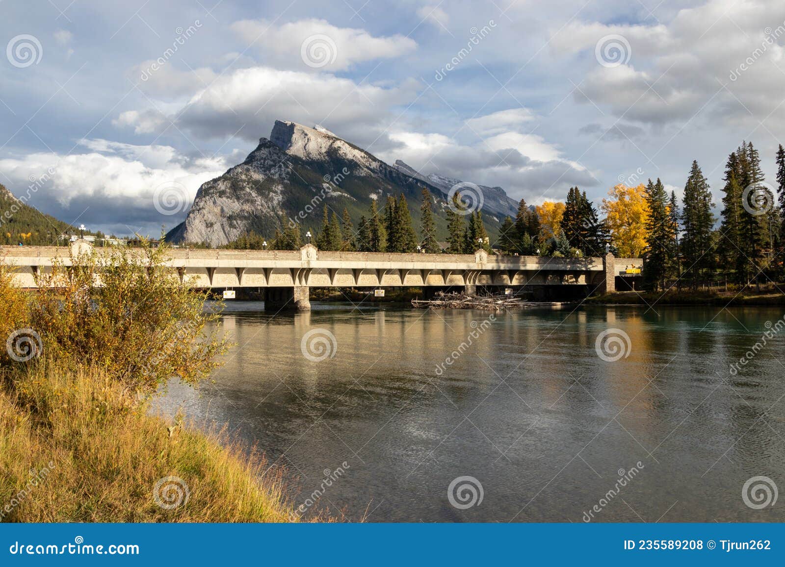 Mt Rundle and Bow River in Banff, Alberta, Canada Stock Photo - Image ...