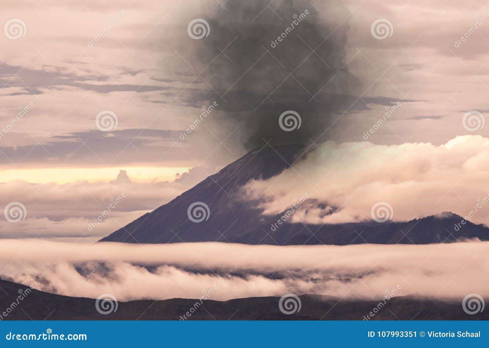 Mt. Semeru, Highest Peak of Java, in Eruption, Indonesia Stock Image ...
