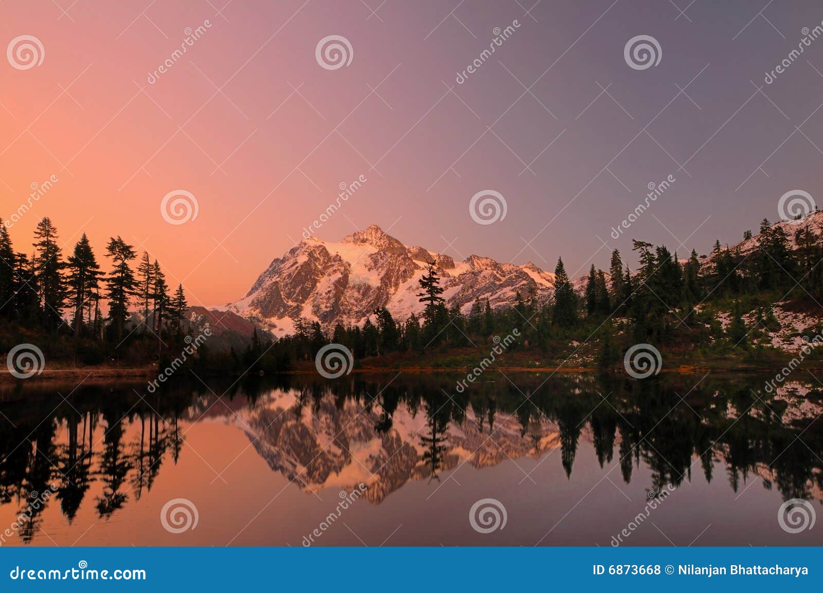 Mt Shuksan with Alpine Glow Stock Photo - Image of calm, glow: 6873668