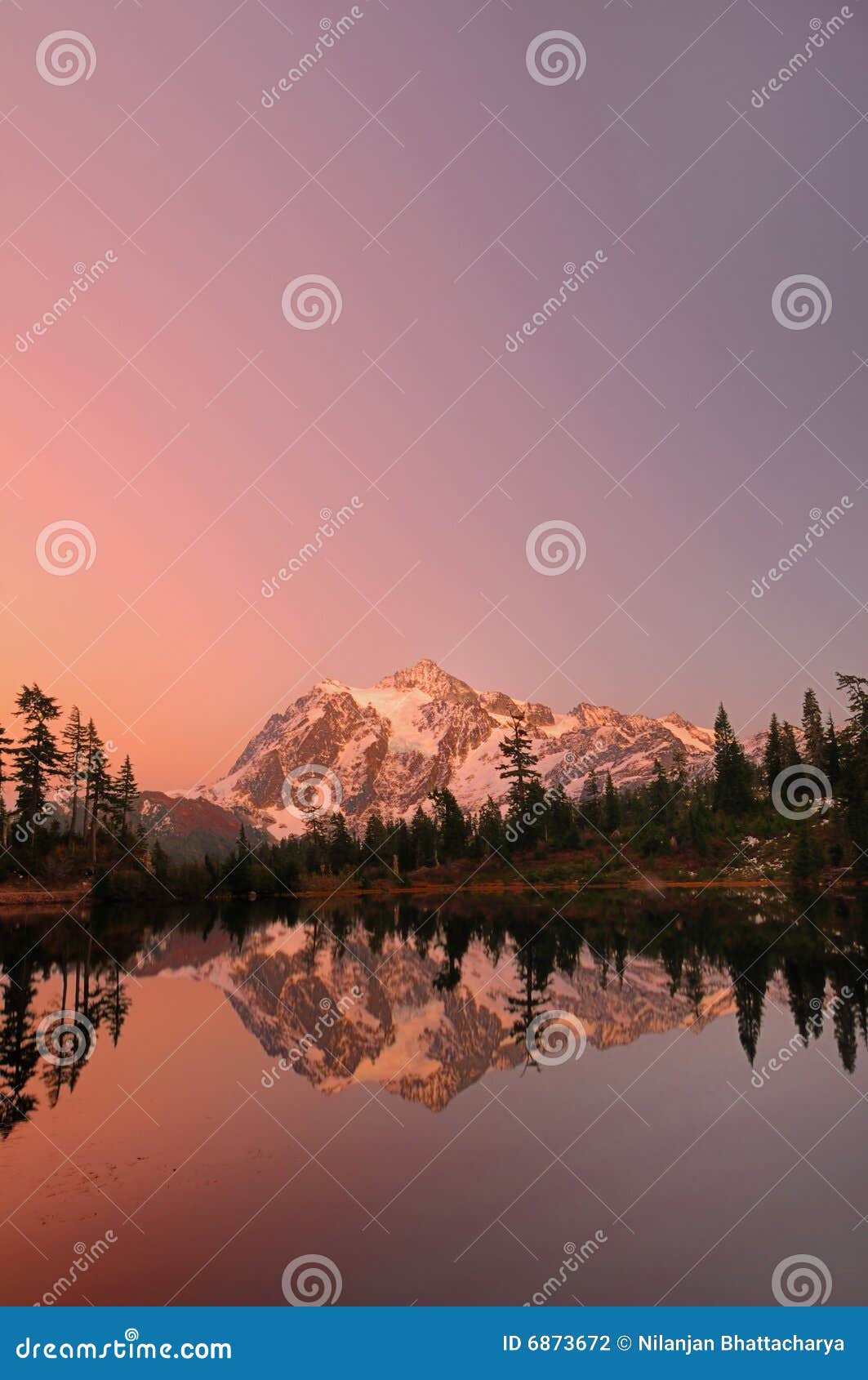 Mt Shuksan with the Alpine Sunset Glow Vertical Stock Photo - Image of ...