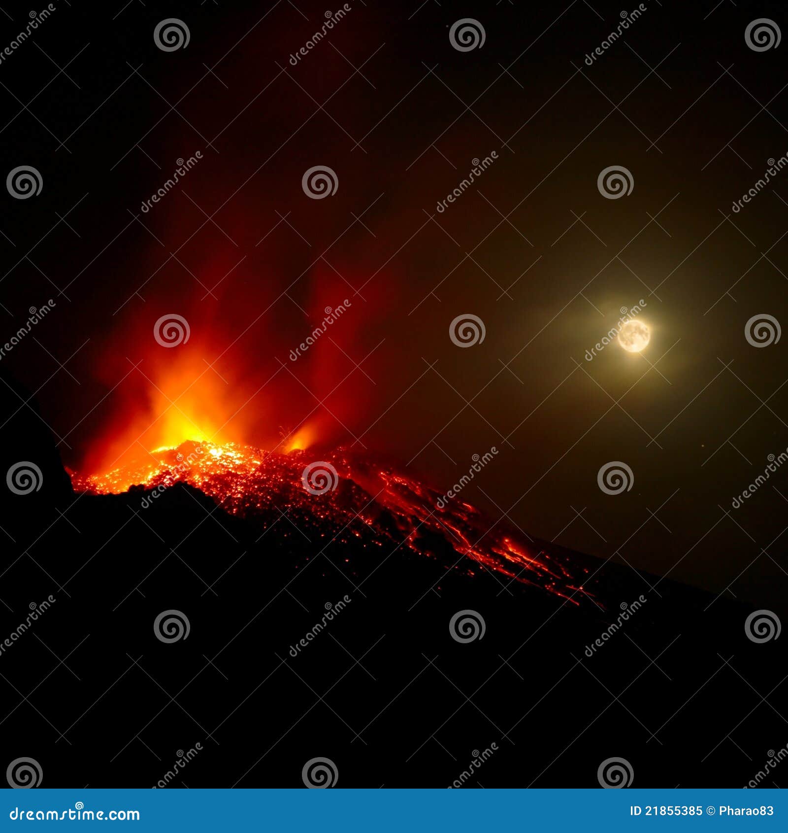Mt Stromboli by Night 1 stock image. Image of fume, stromboli - 21855385