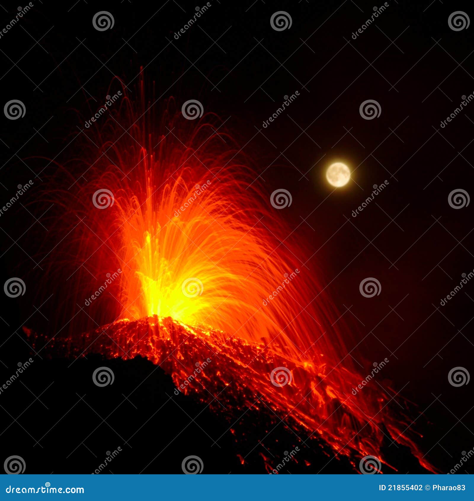 Mt Stromboli by Night 3 stock photo. Image of fumes, moon - 21855402