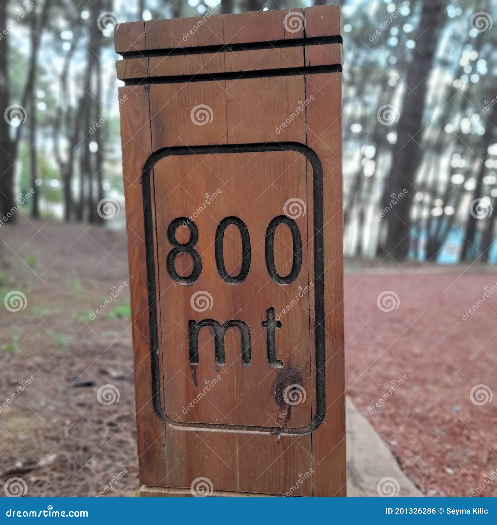 800 mt walking sign stock photo. Image of number, wood - 201326286