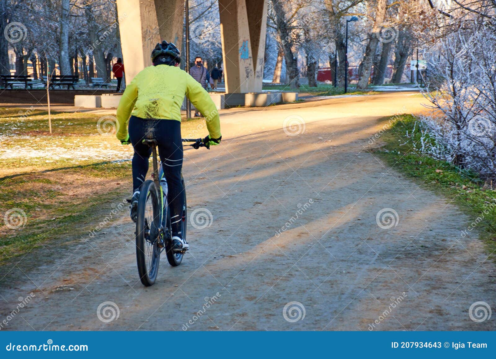 Mtb Cyclist on His Back in Yellow and Black Clothes Stained with Mud on ...