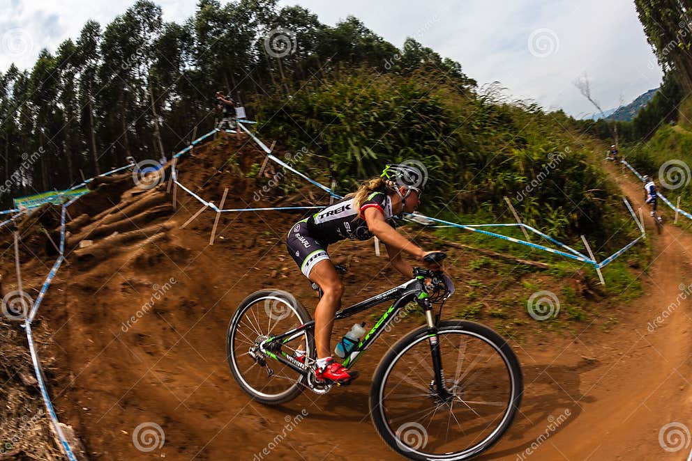 MTB Female Cyclist Action editorial stock image. Image of challenge ...