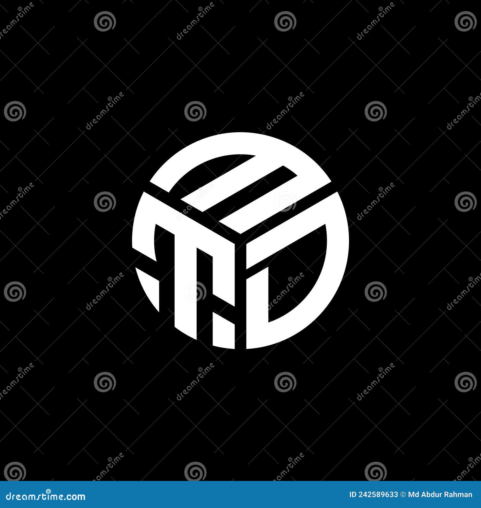 MTD Letter Logo Design on Black Background. MTD Creative Initials ...