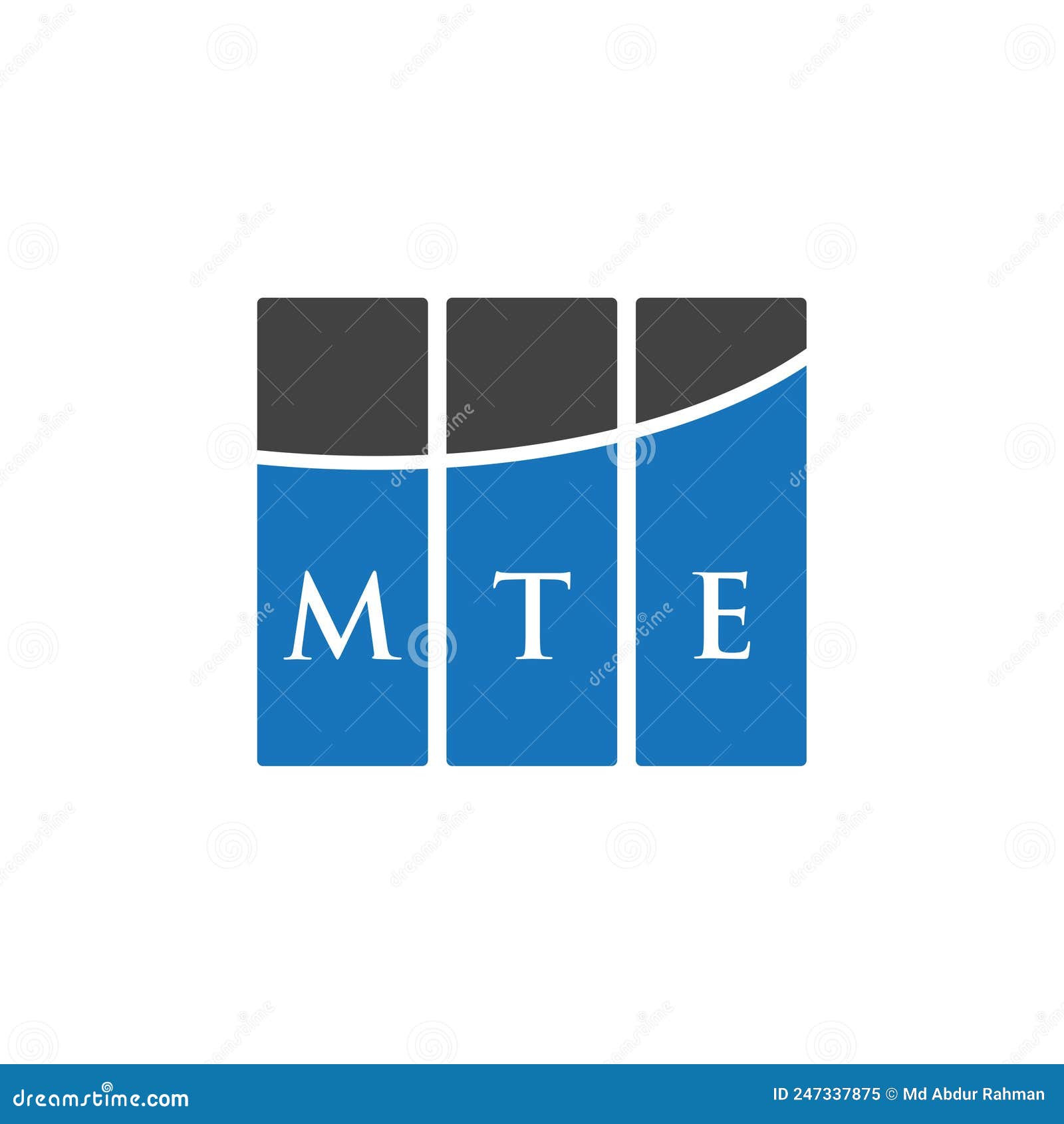 MTE Letter Logo Design on WHITE Background. MTE Creative Initials ...