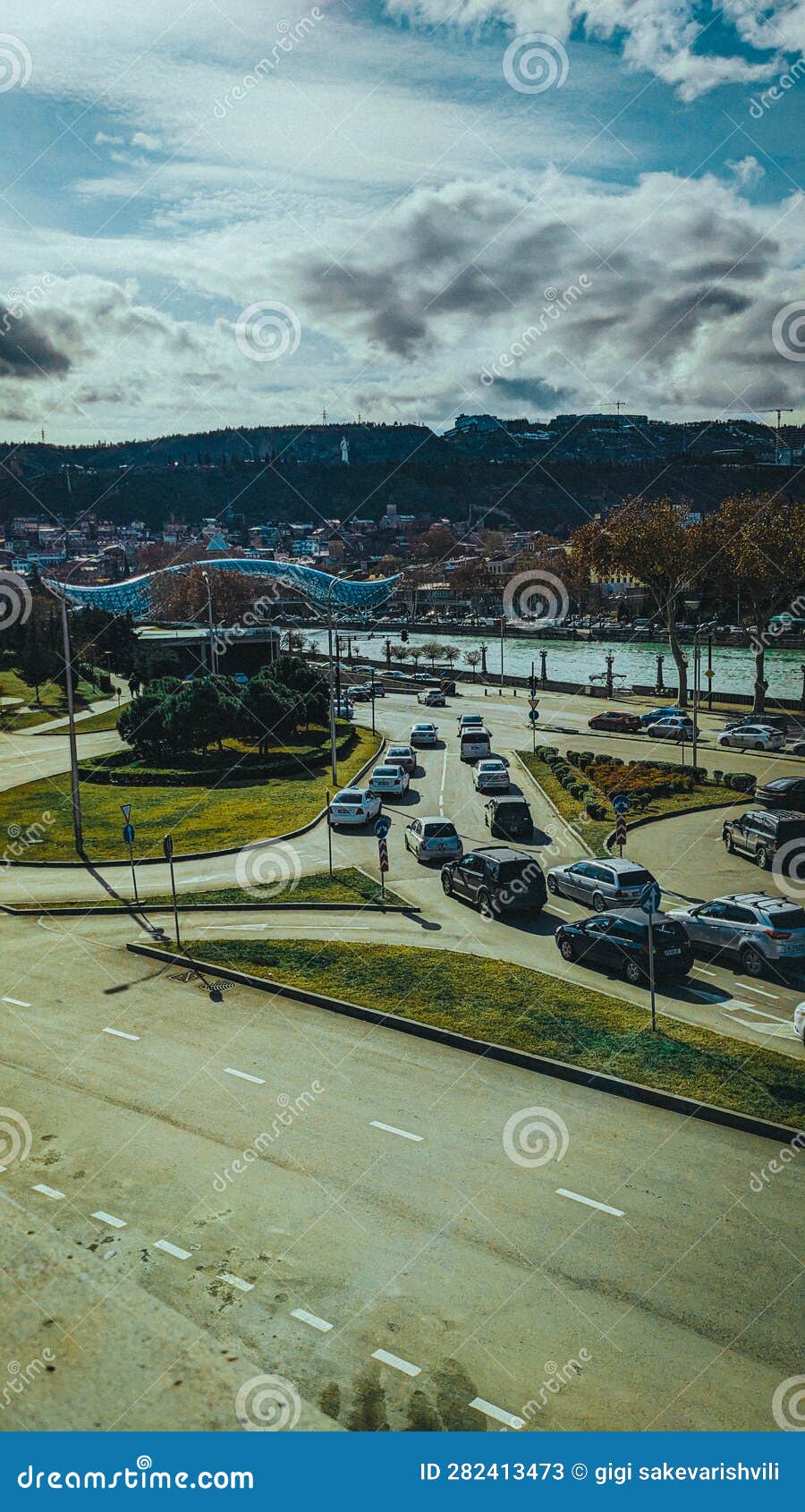 Mtkvari River Left Side Trafic in Tbilisi Georgia Stock Image - Image ...