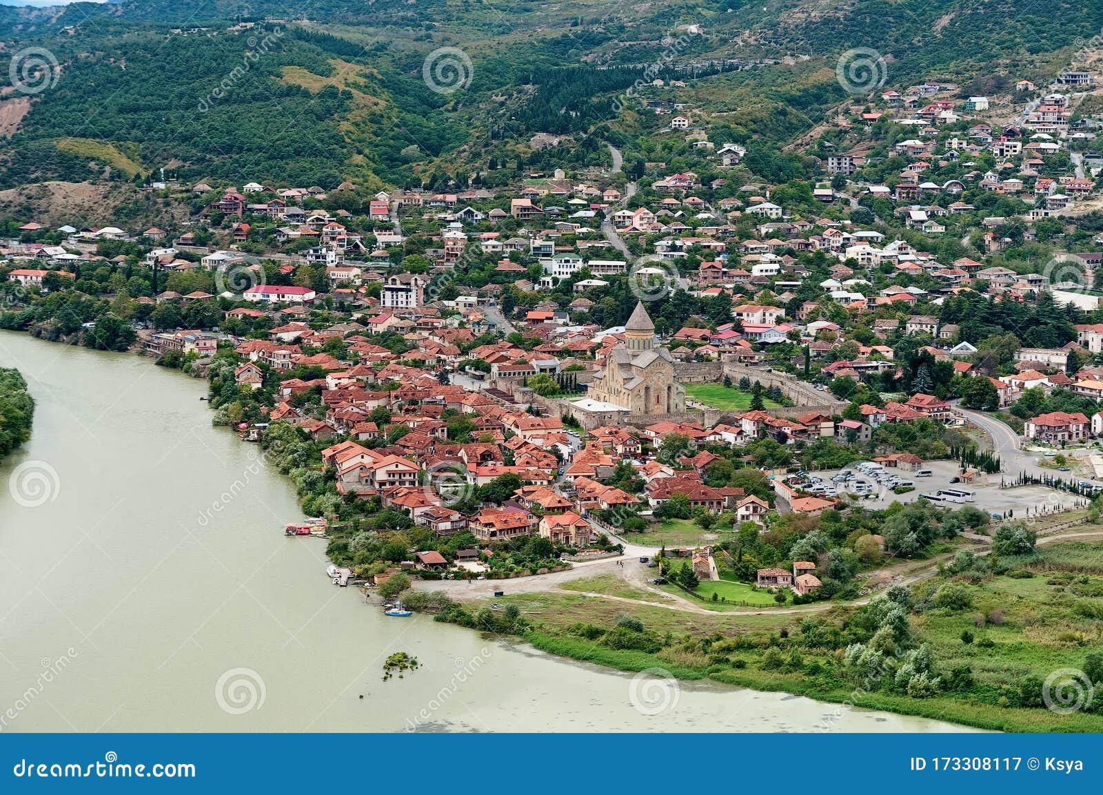 Mtskheta Town Cityscape in Georgia Stock Image - Image of mtkvari ...