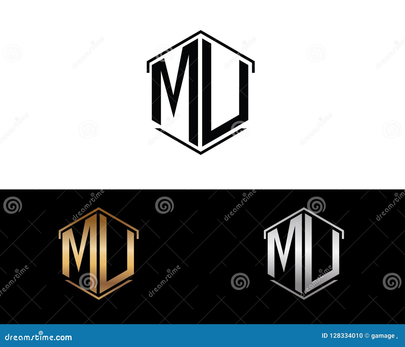 MU Hexagon Shape Letters Vector Design Stock Vector - Illustration of ...