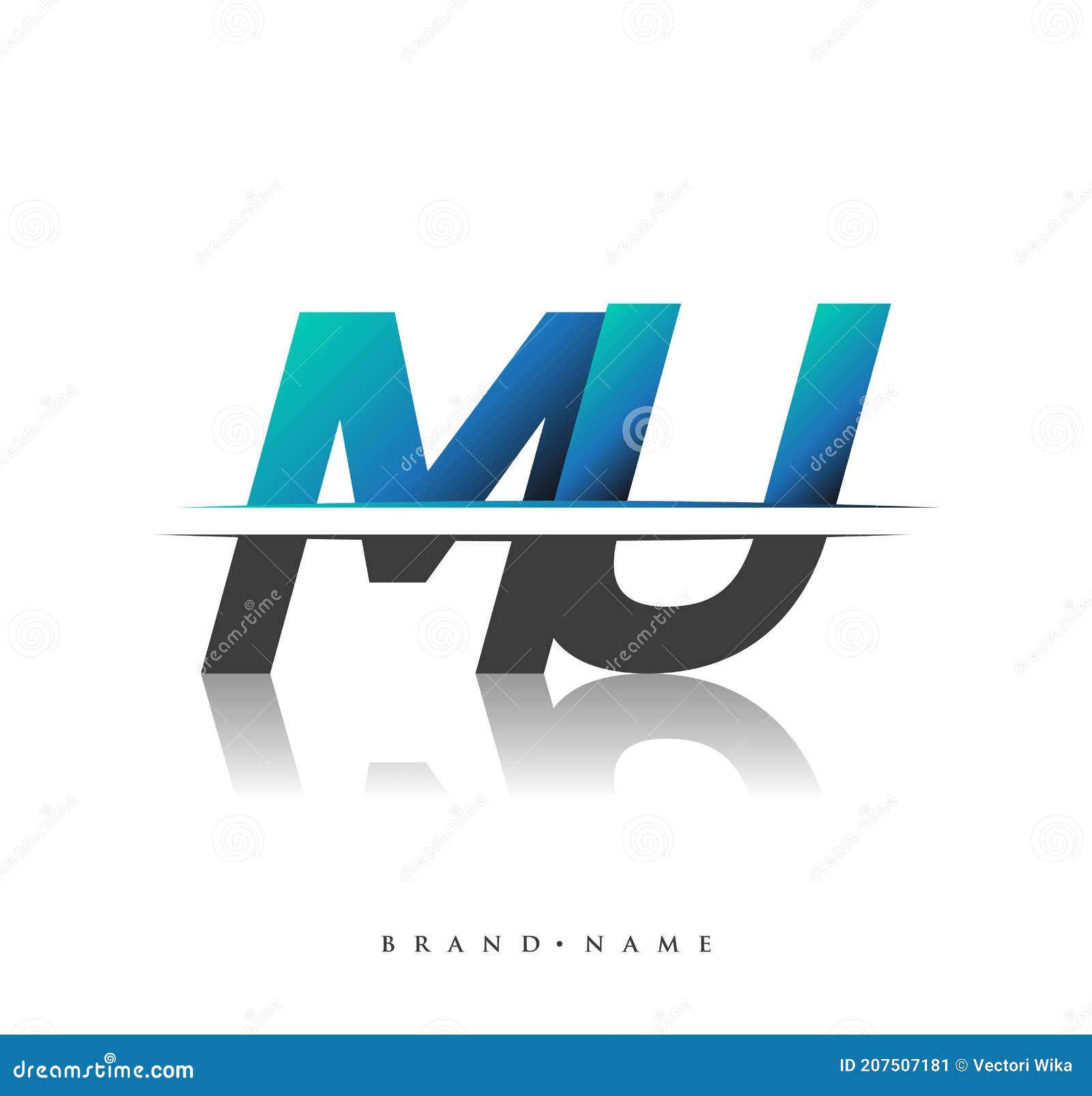 MU Initial Logo Company Name Colored Black and Blue, Simple and Modern ...