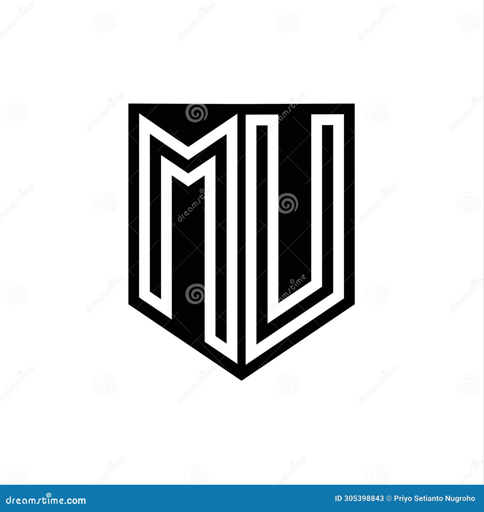MU Logo Monogram Shield Geometric White Line Inside Black Shield Color ...