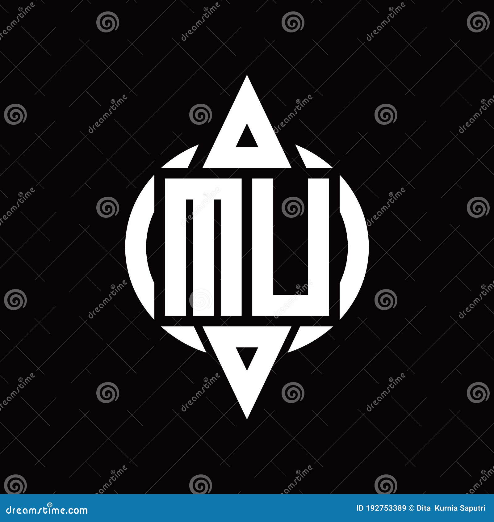 MU Logo with Circle Rounded Combine Triangle Top and Bottom Side Design ...