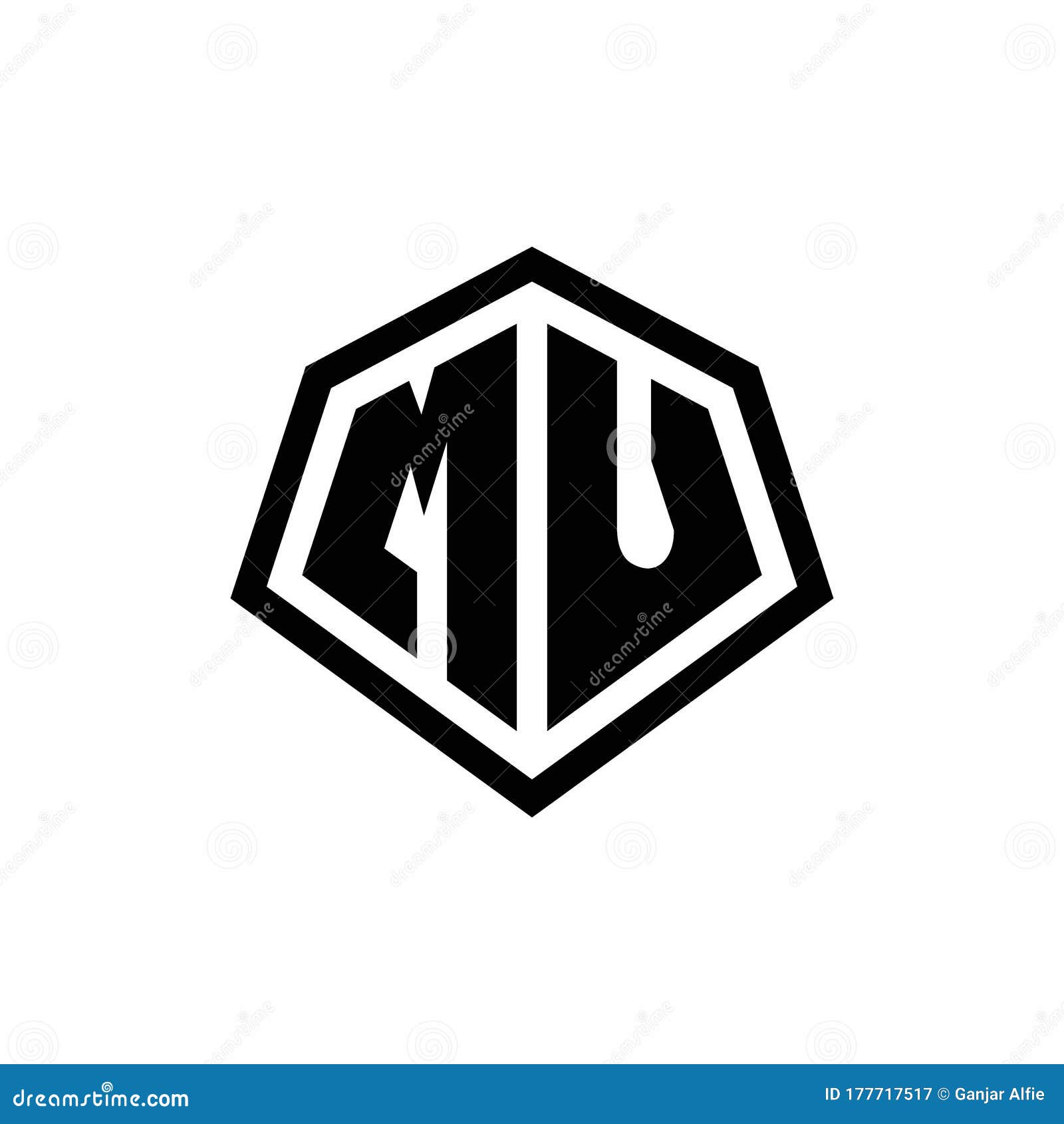 MU Monogram Logo with Hexagon Shape and Line Rounded Style Design ...