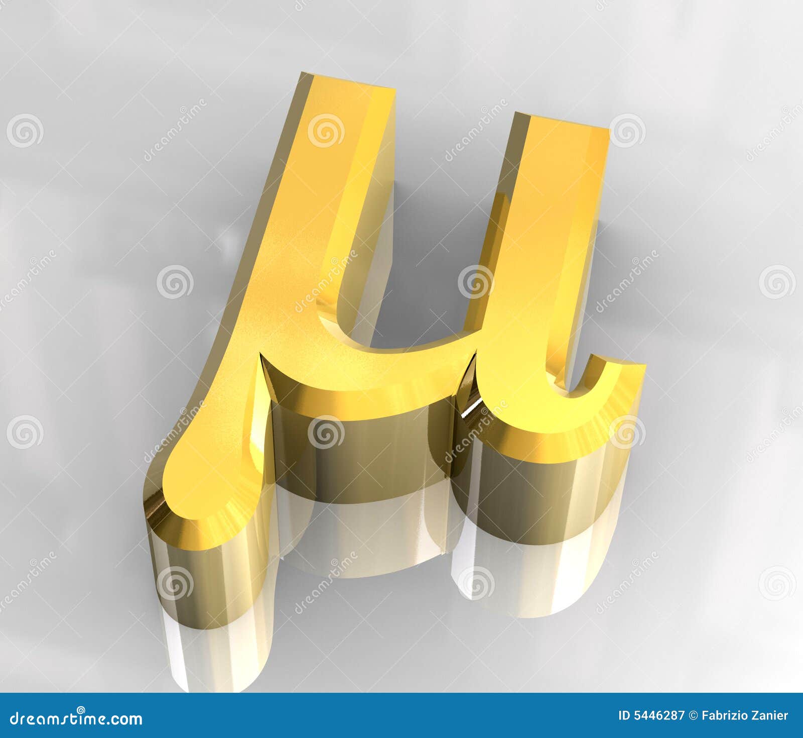 Mu symbol in gold (3d) stock illustration. Illustration of professional ...