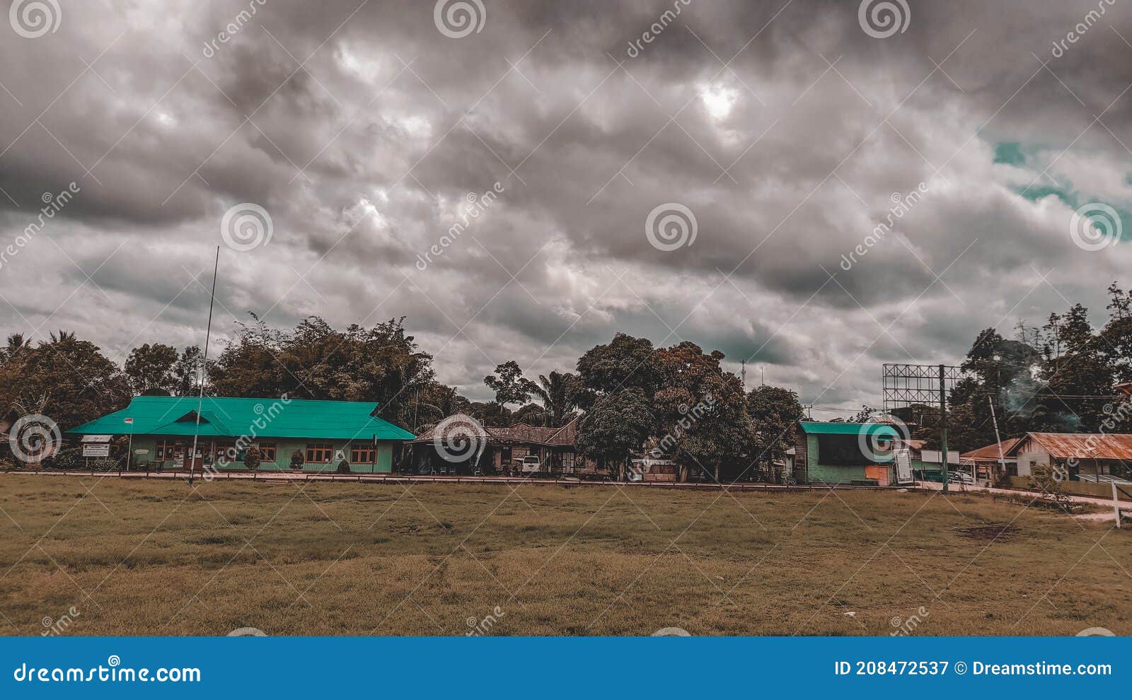 Muara Ancalong Village Kalimantan Stock Image - Image of cloud ...
