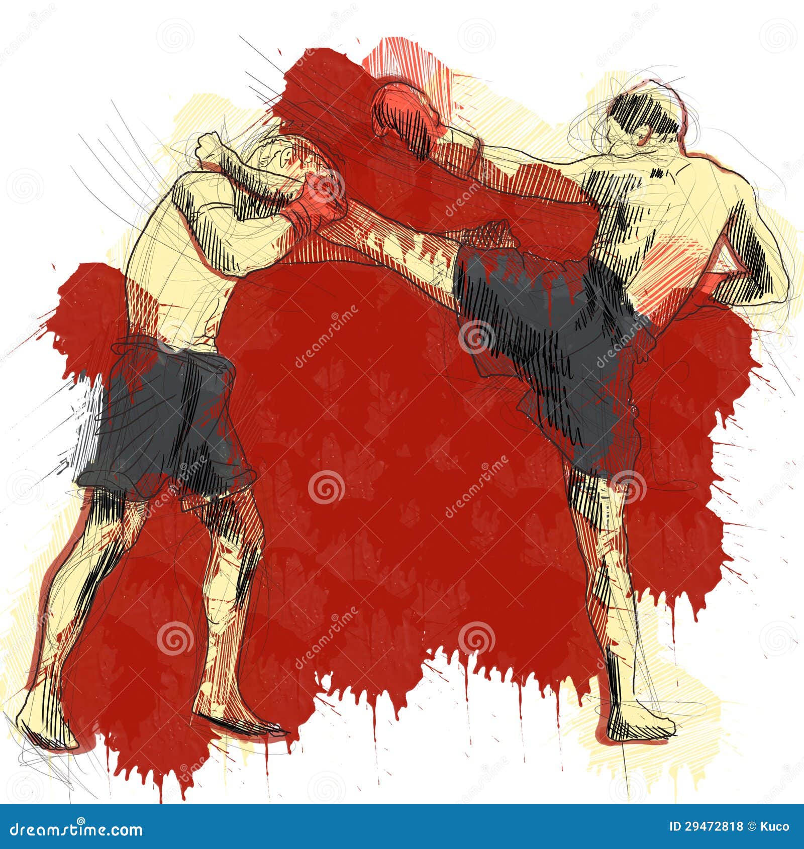 Kickboxing, Mma And Muay Thai Kicks And Punches Vector Illustration ...