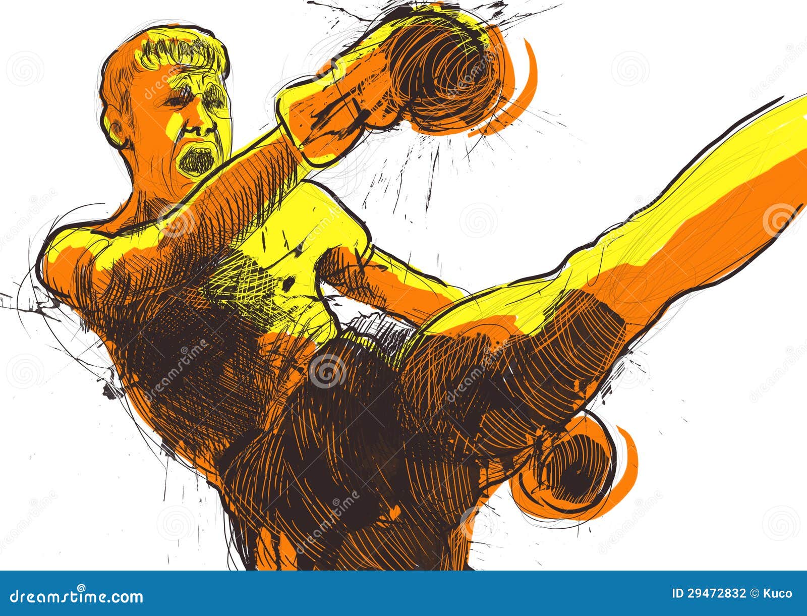 Kickboxing, Mma And Muay Thai Kicks And Punches Vector Illustration ...