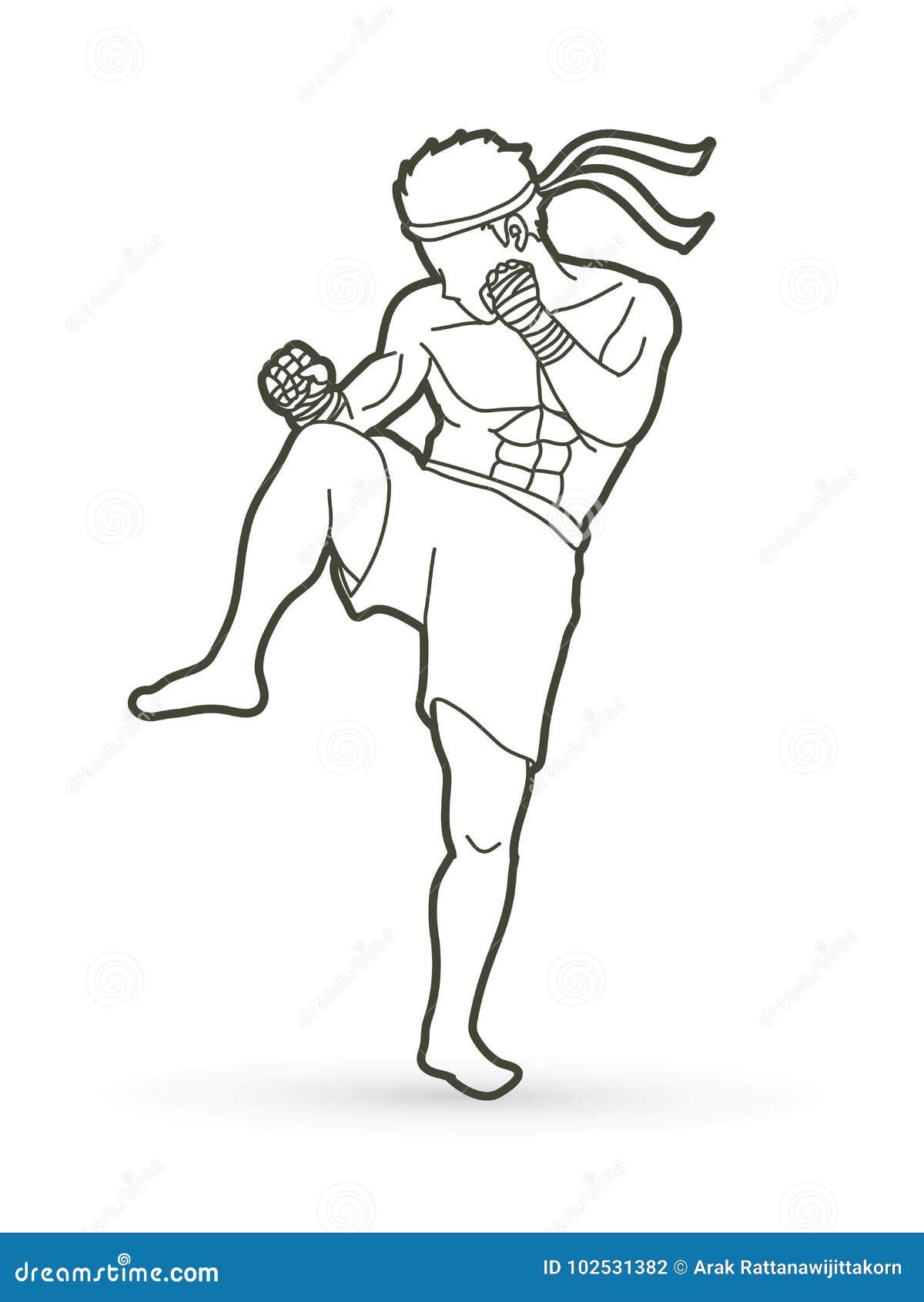Muay Thai, Thai Boxing Standing Action Graphic Vector Stock Vector ...