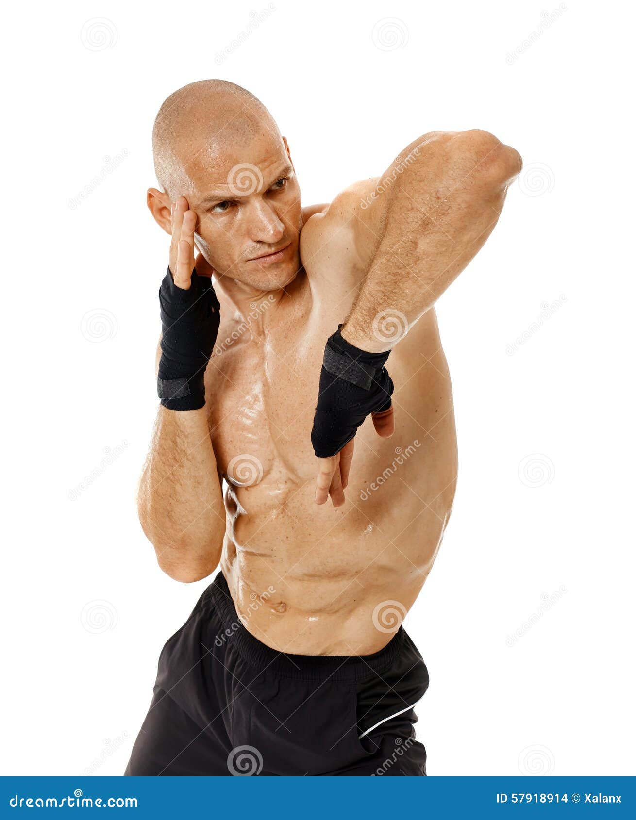 Muay Thai Fighter Hitting with Elbow Stock Photo - Image of athlete ...