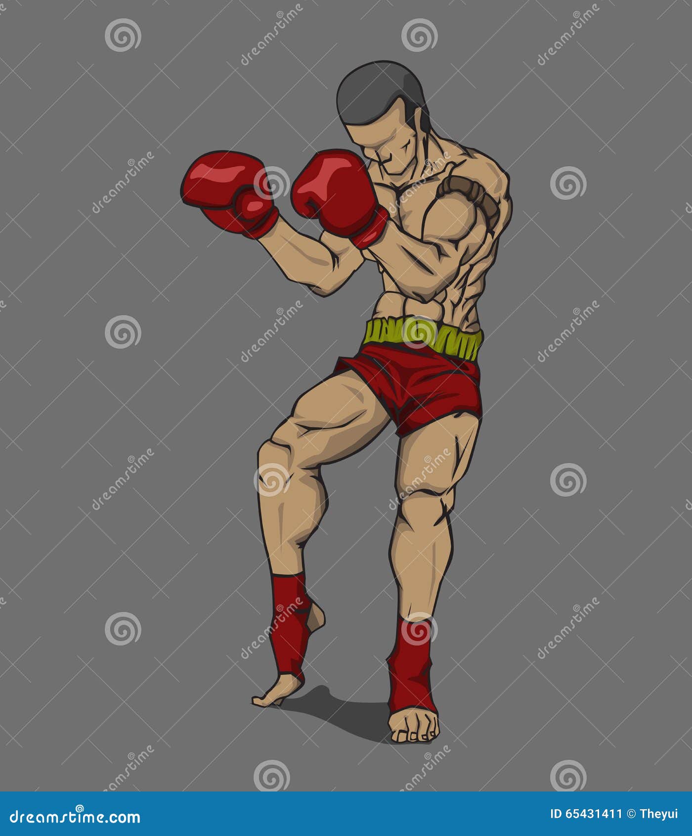 Muay Thai Fighter. Martial Art Stock Illustration - Illustration of ...